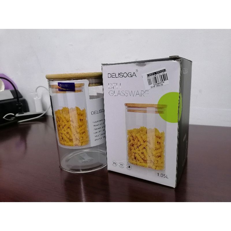 Delisoga Dele Glassware Food Storage Glass Jar With Bamboo Airtight Lid ...