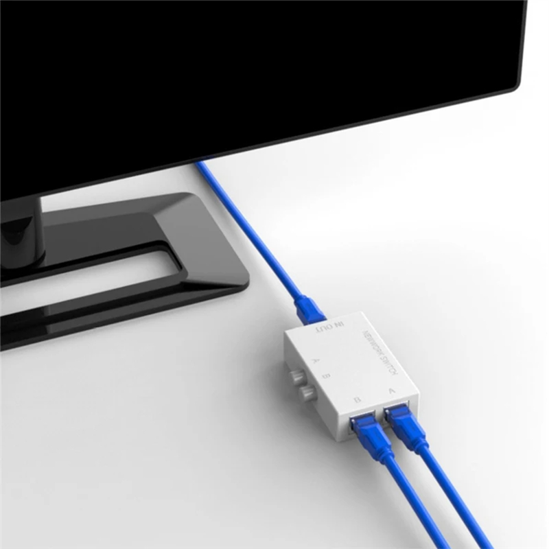 Plastic Rj45 Network Switch 2 Port Lan Ethernet Network Box Switcher Rj45 Splitter Dual 2 Way