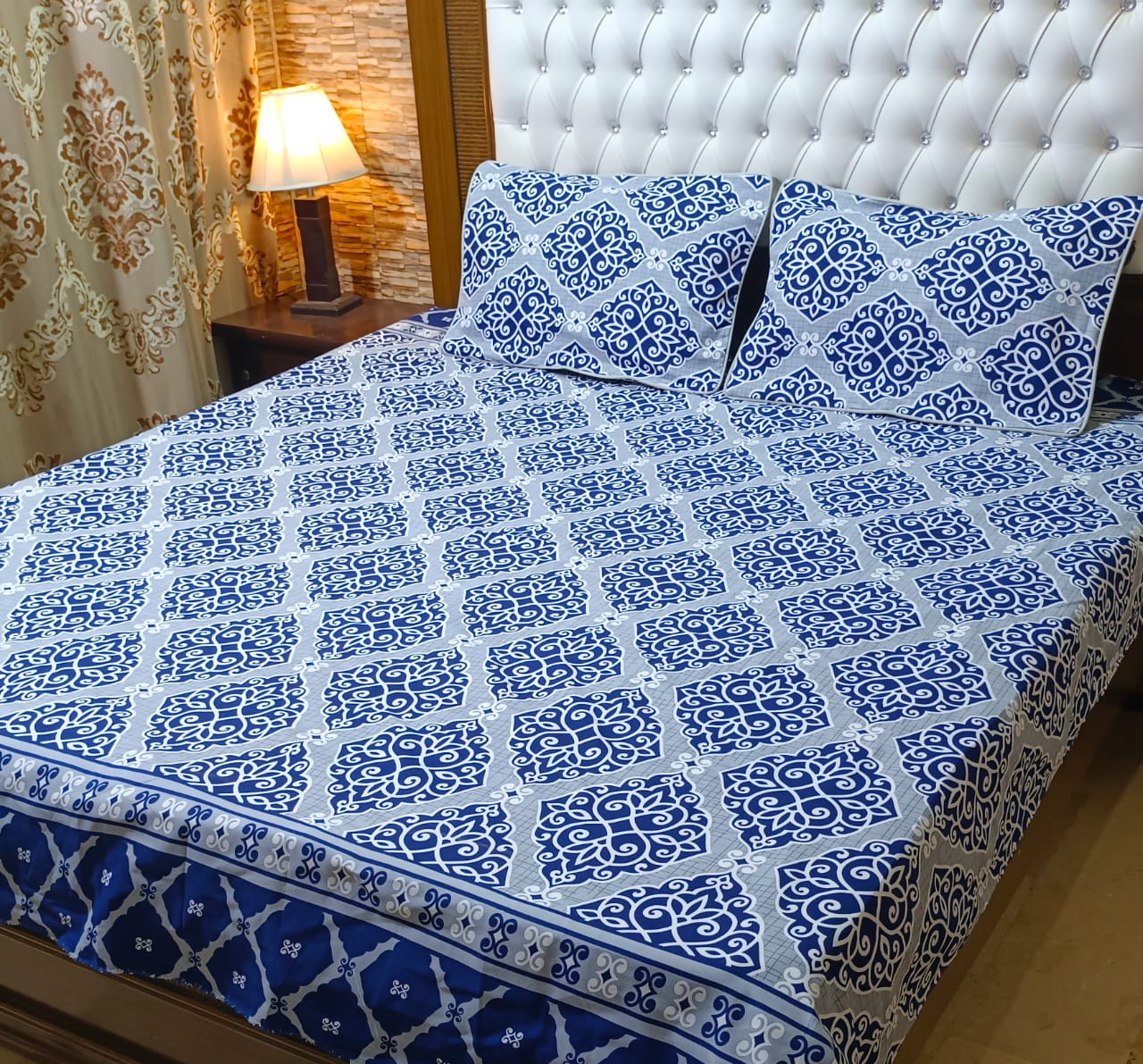 3D King Size Crystal Cotton Bedsheets Full Size | Daraz.pk