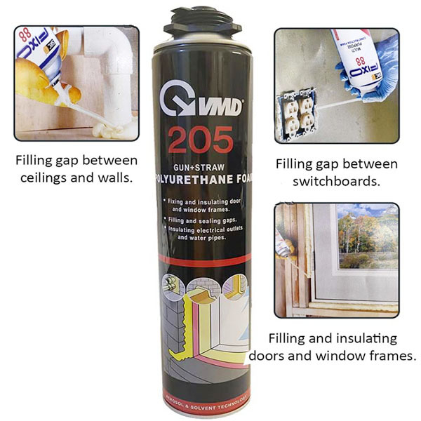 Polyurethane Foam Spray and Straw Dual Action 750ML | VMD 205 Multi-purpose Polyurethane Foam ...