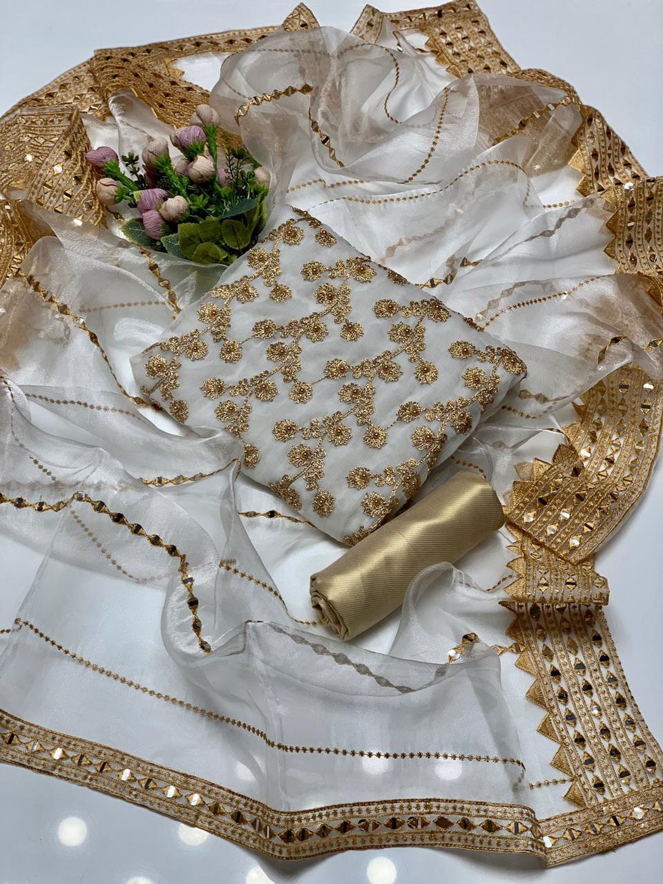 Multani Dress Chiffon Embroidery Shirt self masori Trouser And Indian ...