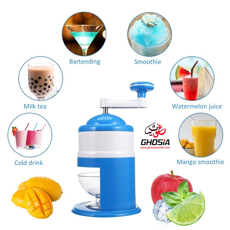 Manual Ice Crusher with Transparent Bowl Household Handheld Snow Gola ...