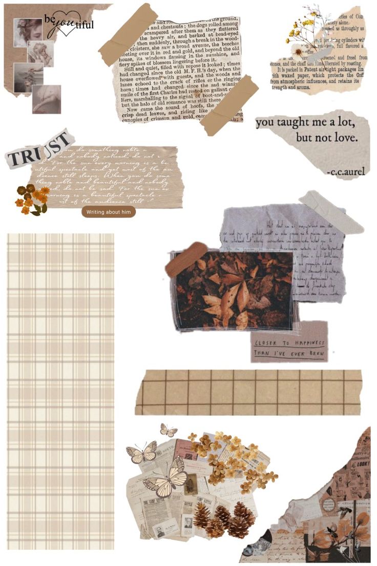 Vintage Brown theme Journaling Stickers, cute stickers, A5 uncut ...