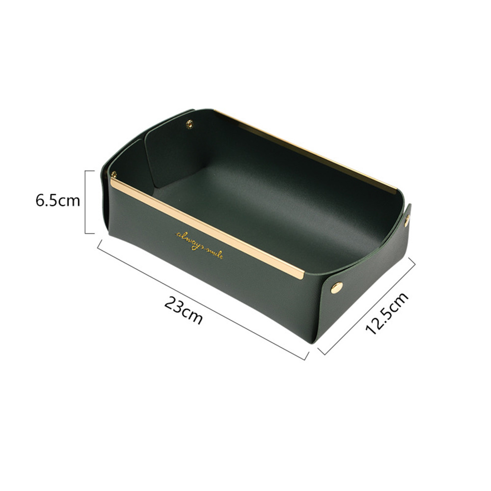 Rectangular Folding Leather Desktop Storage Boxes With Metal Trim Home ...