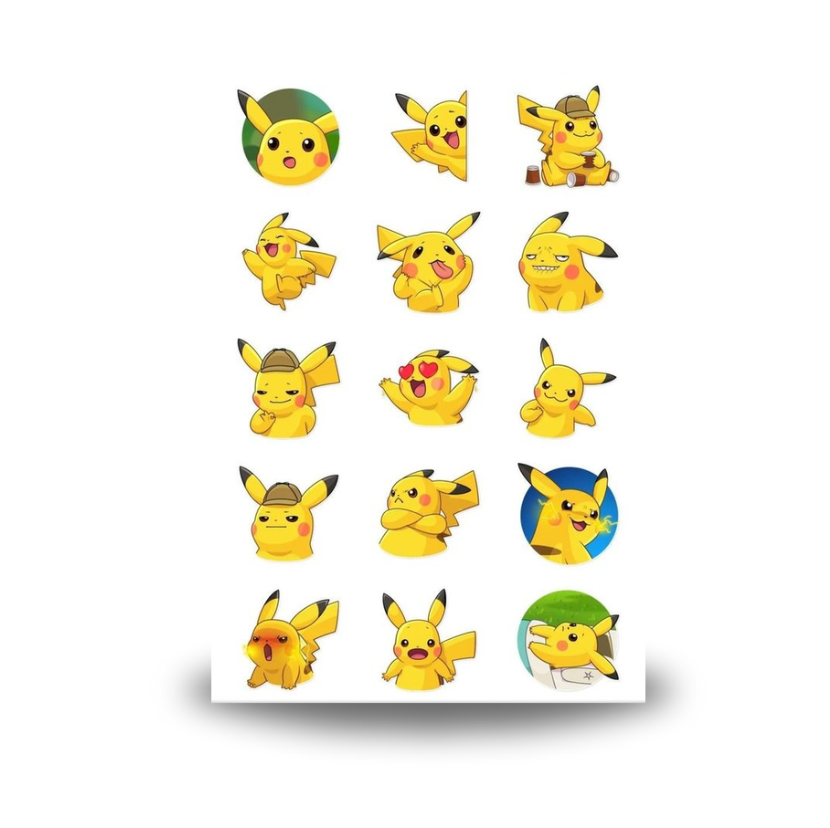 Pikachu Cute Mini UNCUT Sticker Sheet - A6 size - 15 x 10 cm | Journal ...