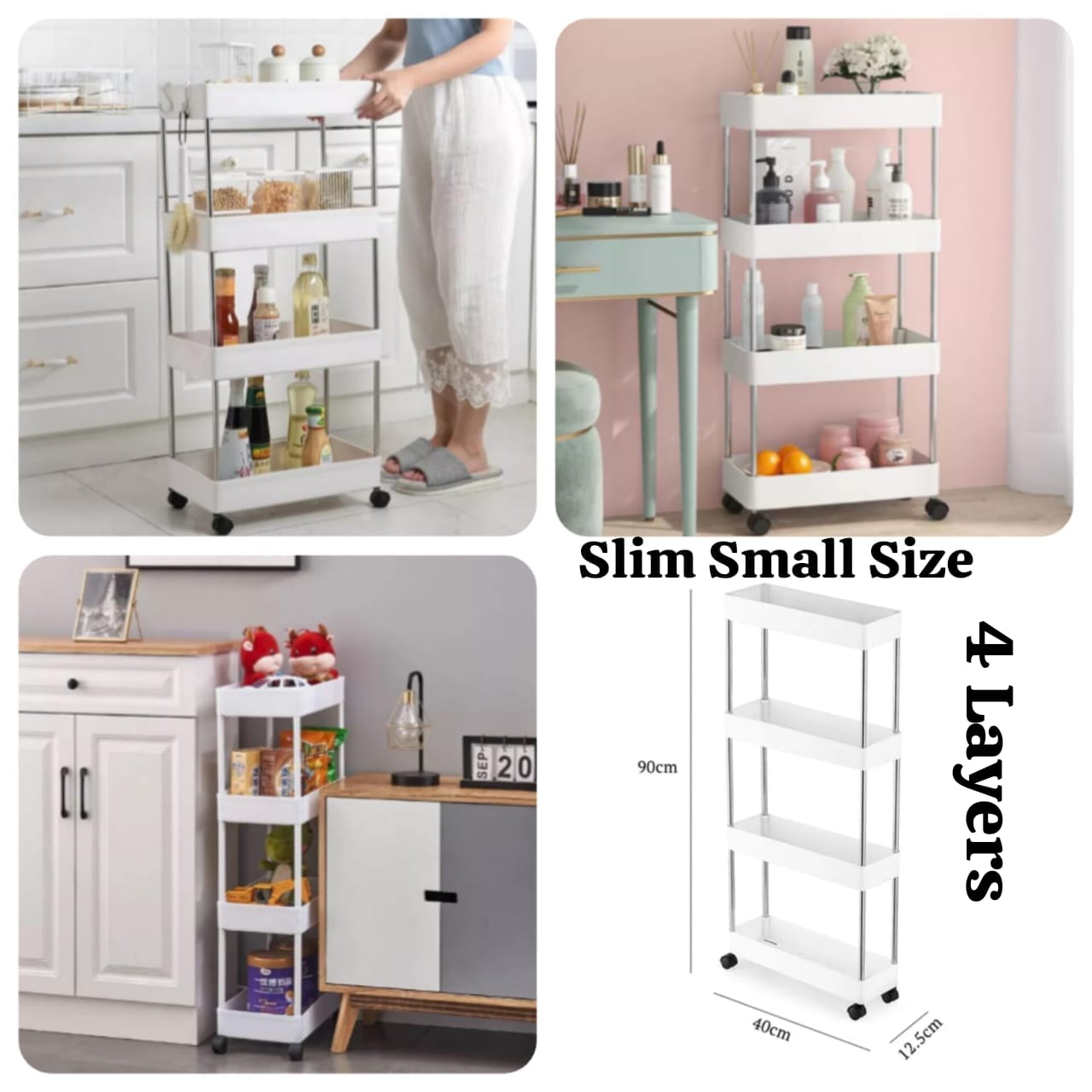 3 Layer Trolly Big Size with Tyre | Daraz.pk