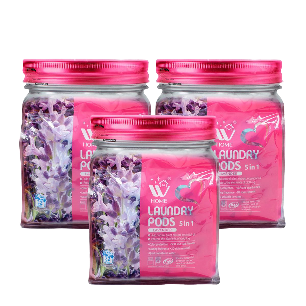 (Pack of 3) WBM Laundry Pods - Lavender - 32 Pcs | Laundry Detergent ...