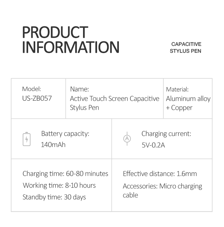 Buy USAMS Stylus Pen for Android and iOS Universal Active Touch Screen ...