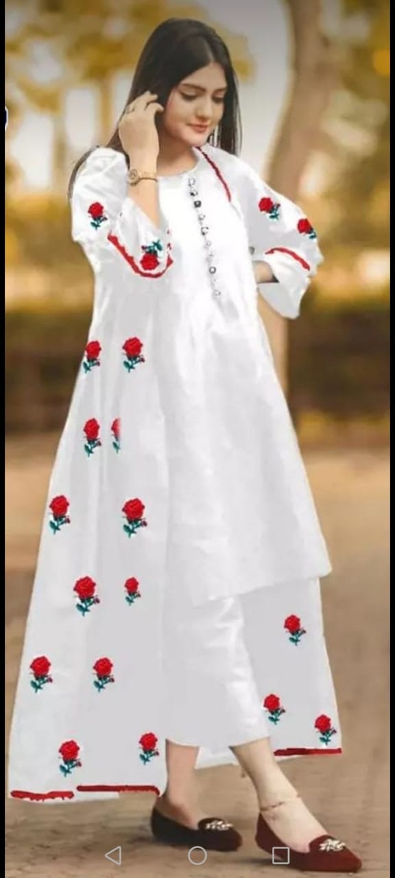 Stylish Collection Stitched Embroidered Flower Gown 3Pc Dress for Women ...