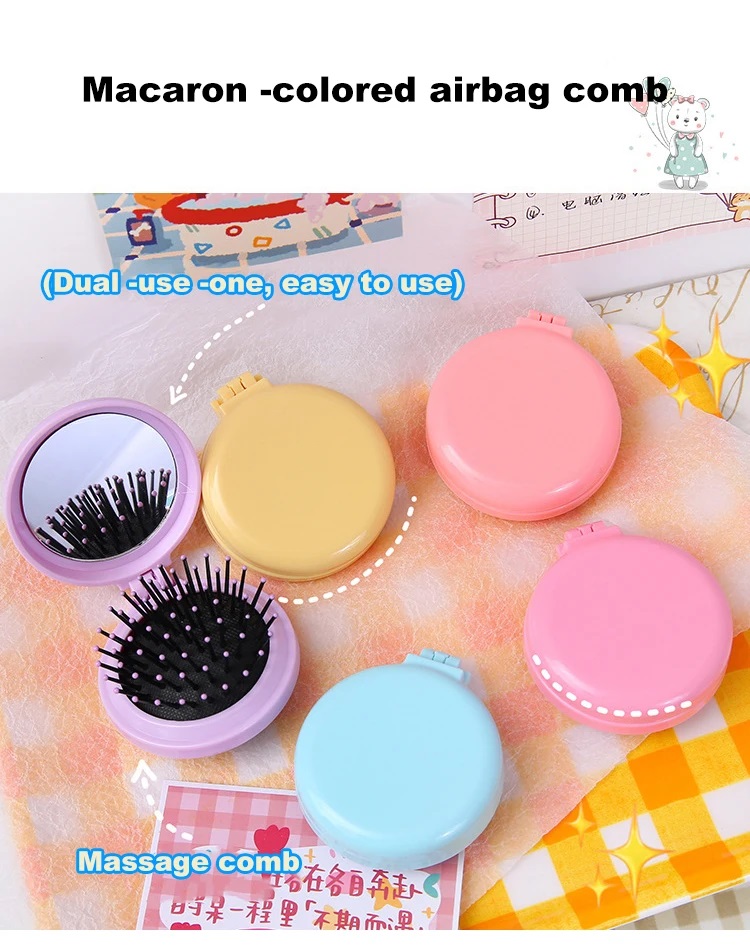 1pc Folding Air Bag Comb with Mirror Compact Pocket Size Portable ...
