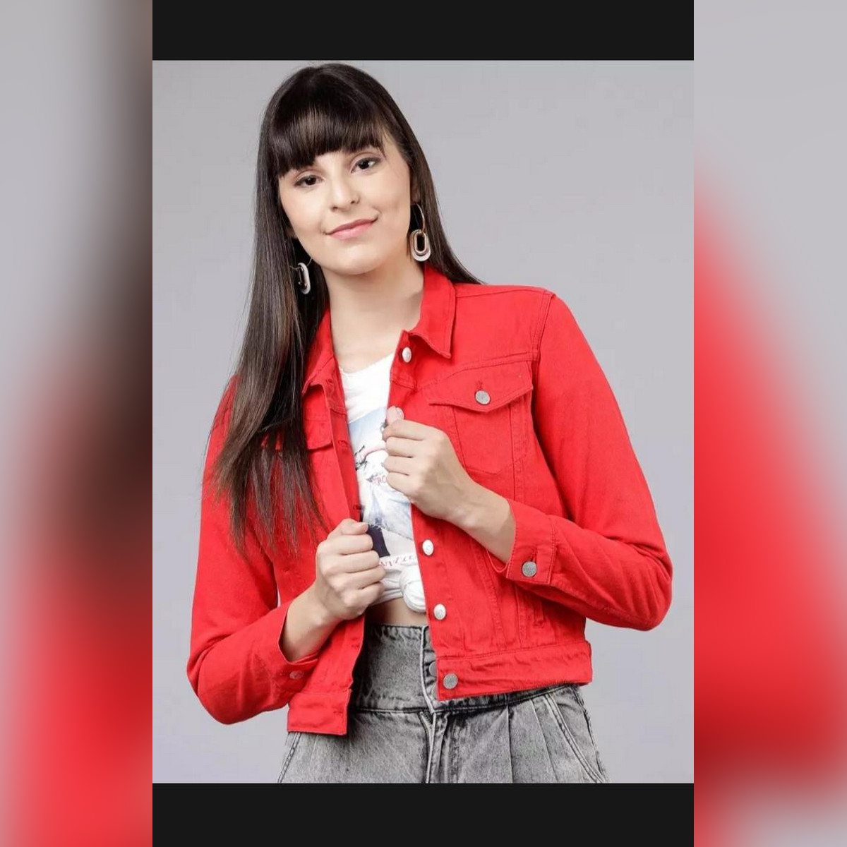 ETERNAL Women Denim Jacket Solid Black | Daraz.pk