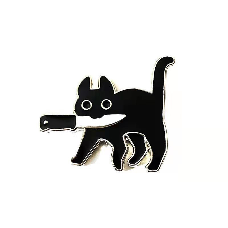 Holding A Knife Goose Cat Brooches for Women Men Metal Enamel Pins ...