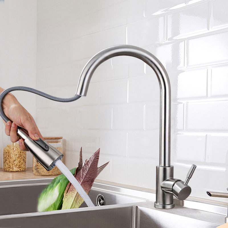 Pull Out Kitchen Sink Mixer Tap Stream Sprayer Head Chrome Imported ...
