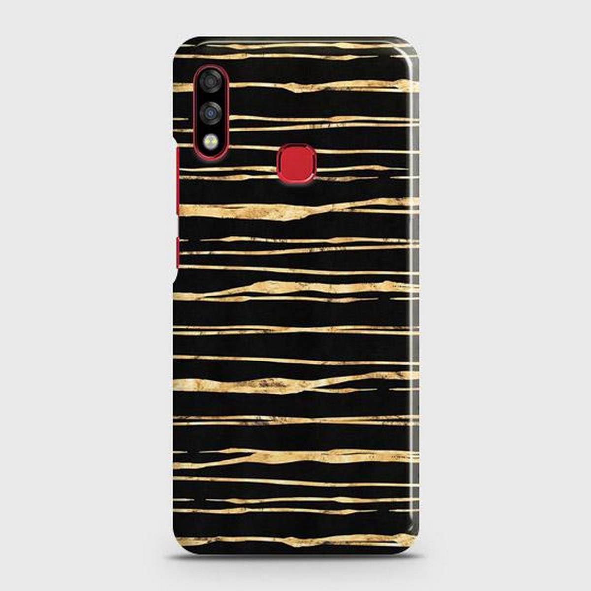 Infinix Hot 7 Pro Cover Case Black with golden lines Hard Cover- Design ...