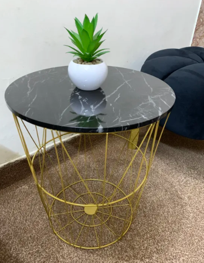 Coffee table metal wire removable wood top storage basket side round ...