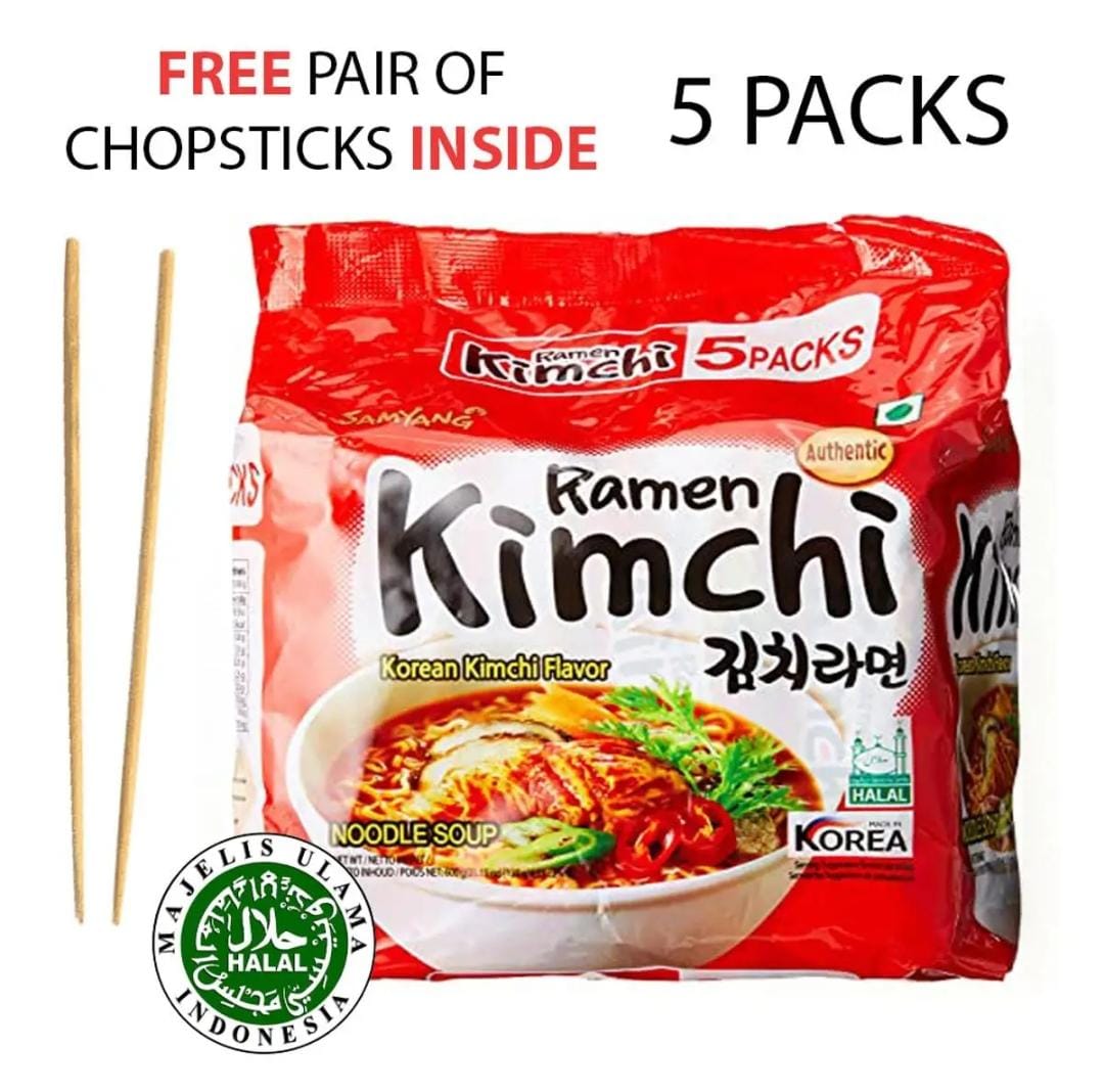 Samyang Kimchi Noodles| Pack of 5 |Spicy Korean Instant Noodles ...