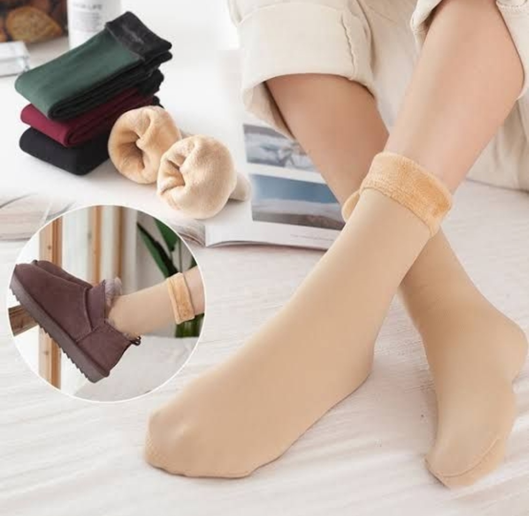 Pack of 2 Ladies Lamb Wool Fur Socks - Soft, Warm, and Cozy in Skin and ...