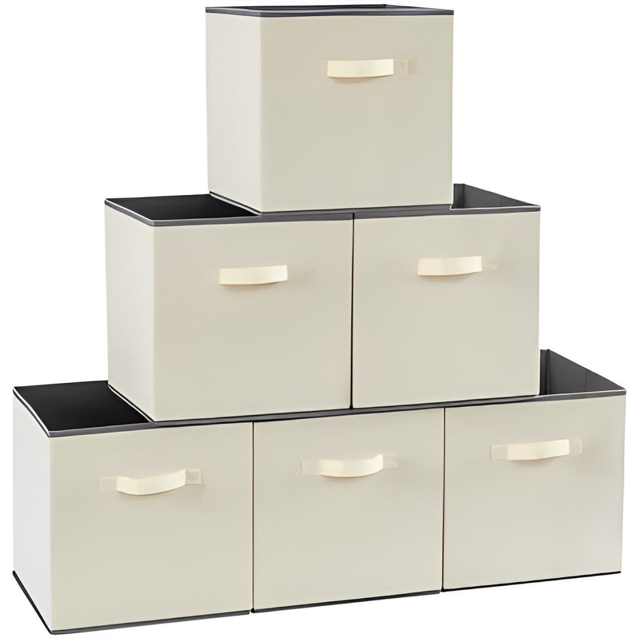 Fabric Storage Cubes for Cube Organizer - 5 Pack Heavy Duty Beige ...