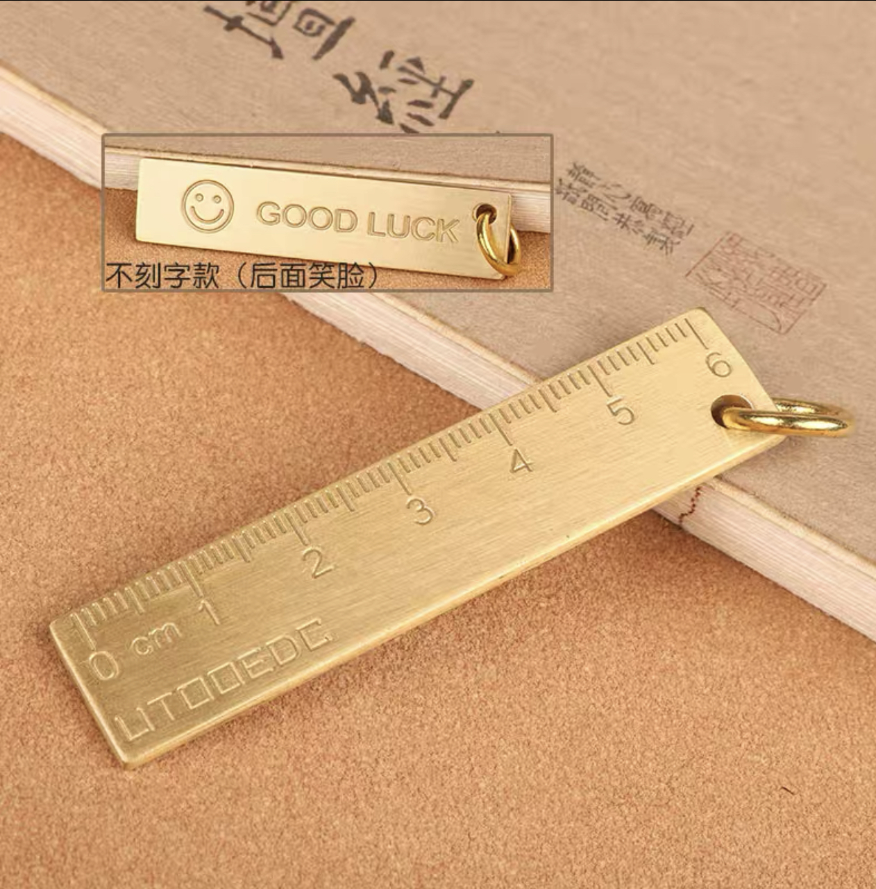 Pure brass mini ruler 3mm thickened 6cm small copper ruler with metal ...