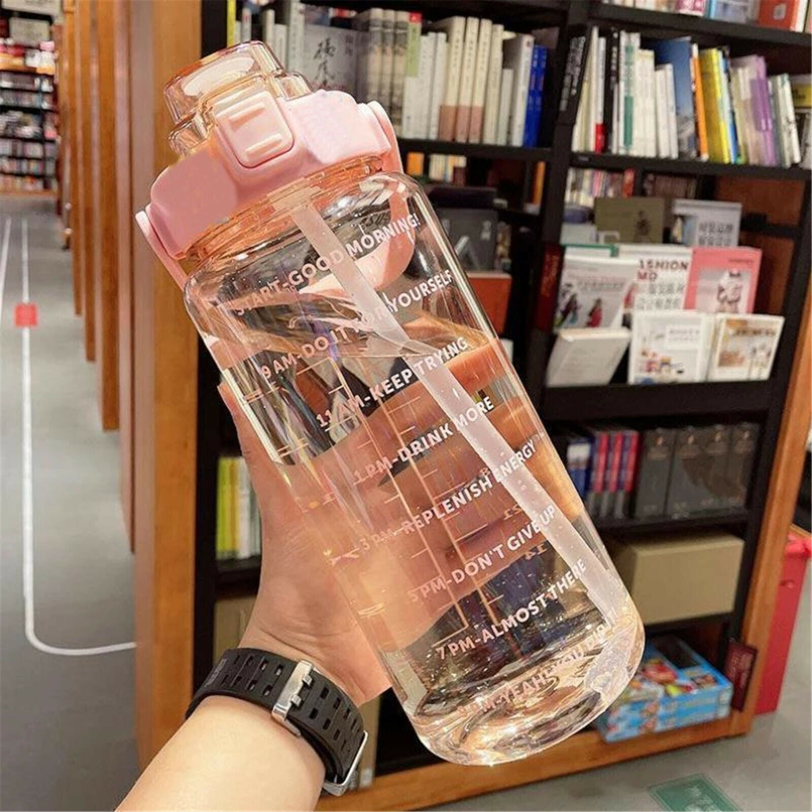 2000ML Transparent Water Bottle With Straw & bottle cleaning brush,Water bottle for girls,2000ML ...