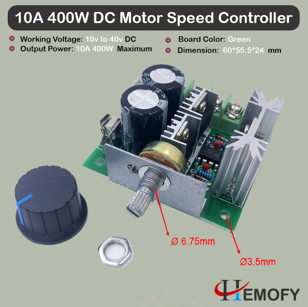 10A DC Motor Speed Controller With Short Circuit Protection DC 12-40v 10A 400W PWM Electric Pump ...