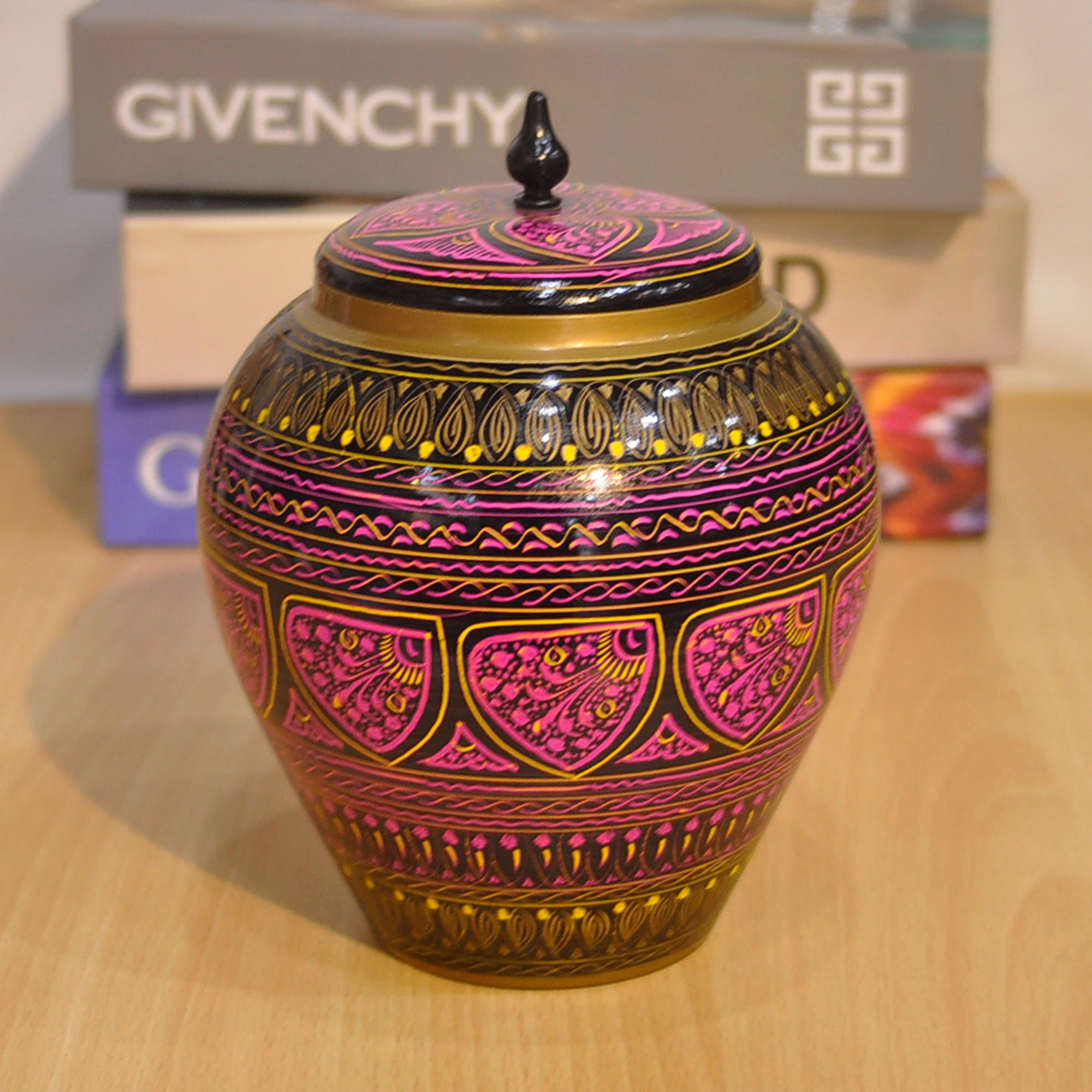 Candy Jar Wooden Jewellery Box Hand Crafted Nakshi Art Decor 7 inches ...