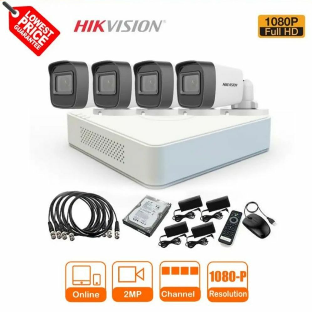 Hikvision 4 Cctv Cameras Package, 2 Megapixels 1080p Full HD Resolution ...