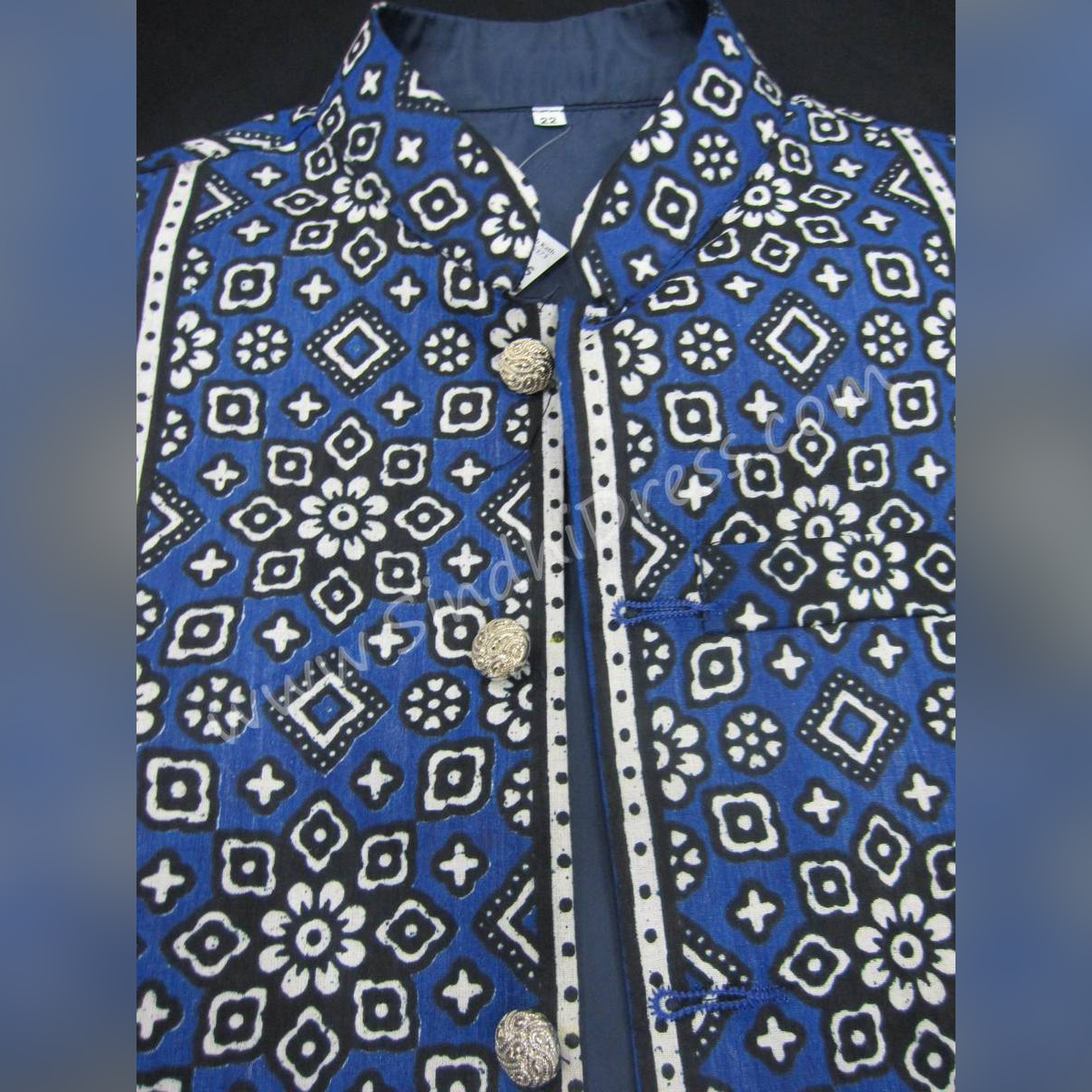 Design-2 Blue Ajrak Waist Coat For Kids | Daraz.pk