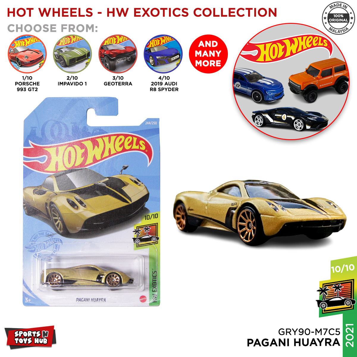 Diecast Hotwheels 2021,22 Hw Exotics Die Series - Porsche 993 Gt2, Impavido 1, Geoterra, Audi R8 ...