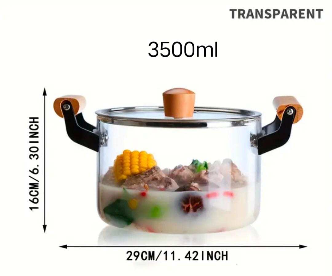 Heat Resistant Glass pot for Cooking 1600ml/3200ml | Daraz.pk