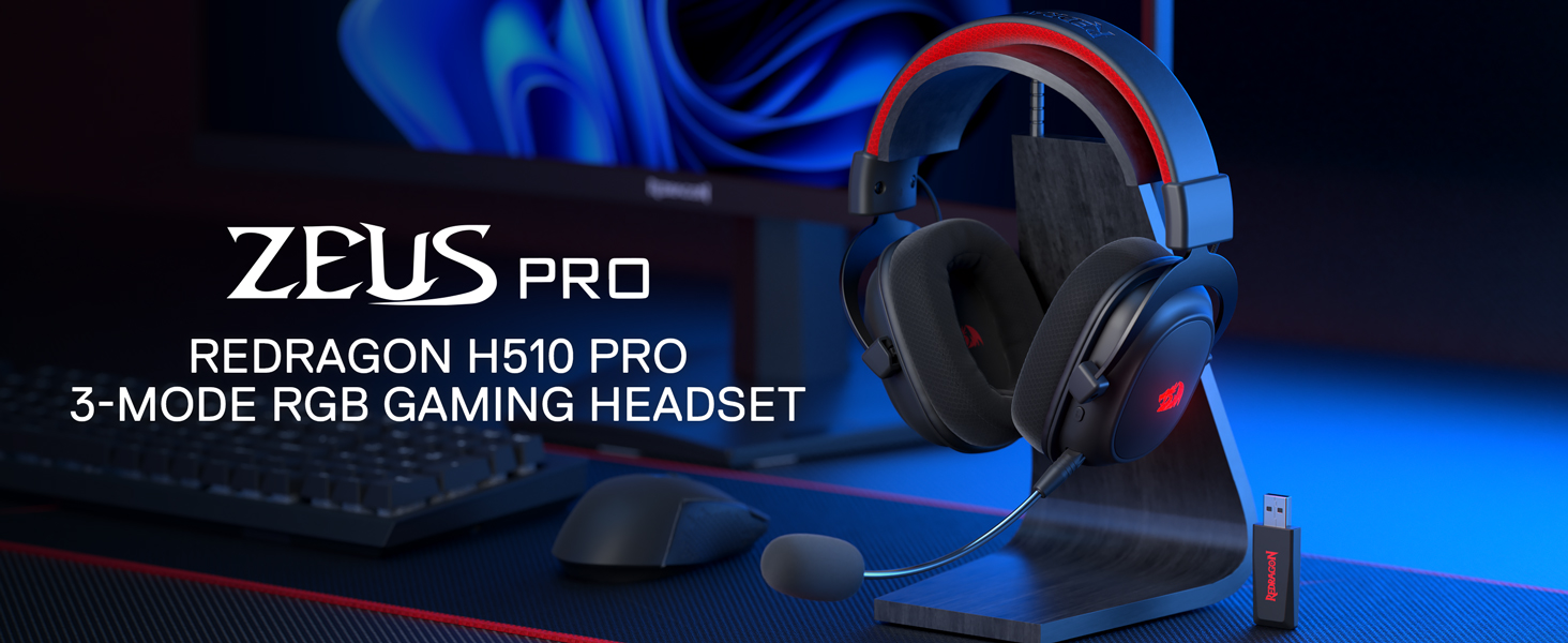Buy Redragon H510 ZEUS PRO Wireless Gaming Headset Tri-Mode Connectivity 7.1 Surround Sound 53MM ...