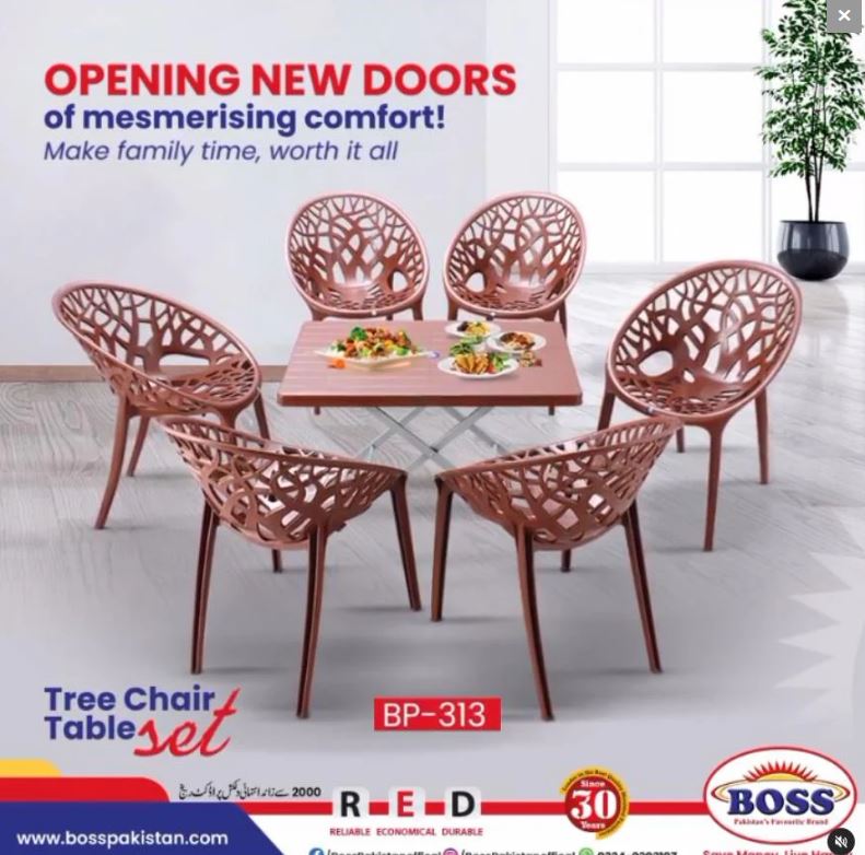 Boss Tree Chair (BP-313) (Pack of 6) with (BP-214-S) Folding Steel ...