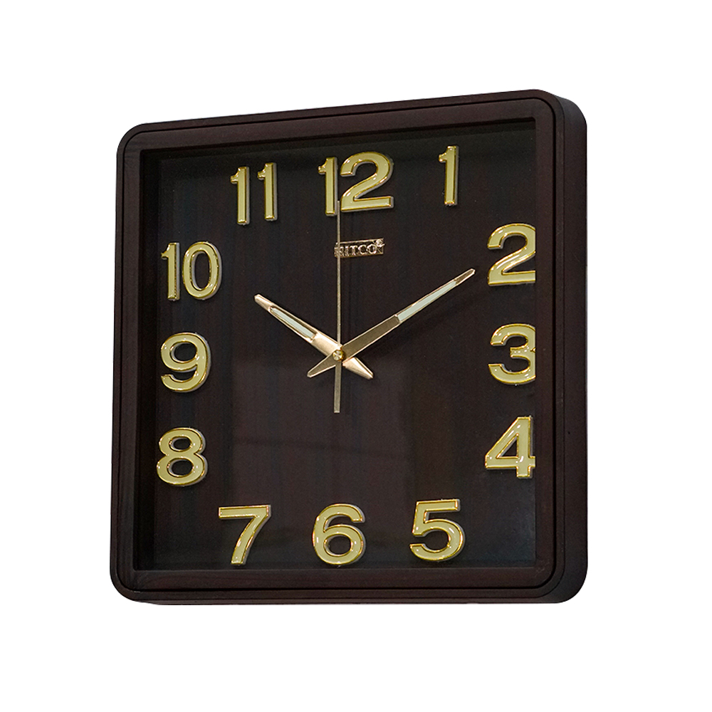 Hitco Walll Clock - Square Night Vision Clock - 13x13" Wooden Brown ...