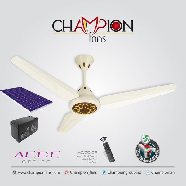 Champion CR (AC-DC Ceiling Fan Inverter Hybrid) - Remote Control Copper ...