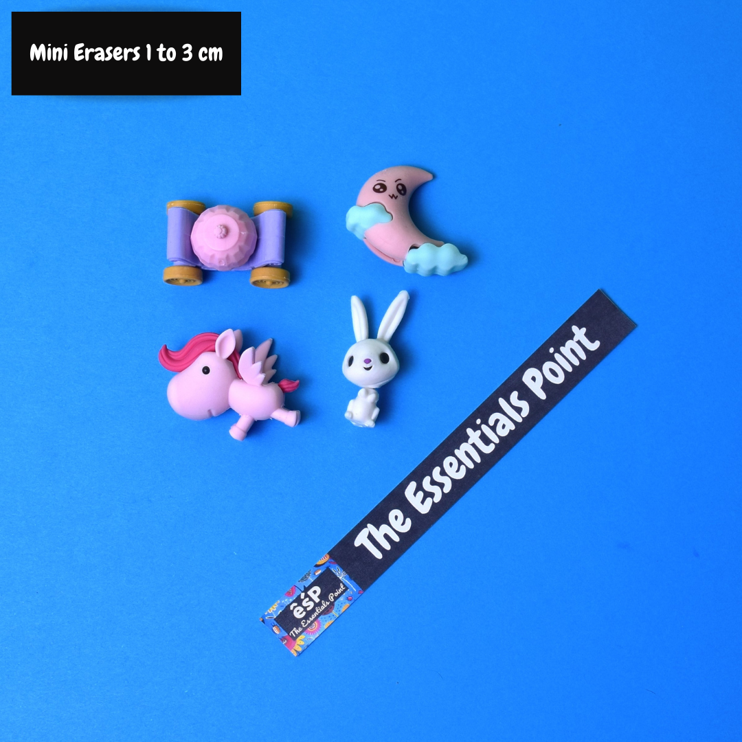1 box of 4 small / mini erasers (1-3cm) / fancy erasers / rubbers ...