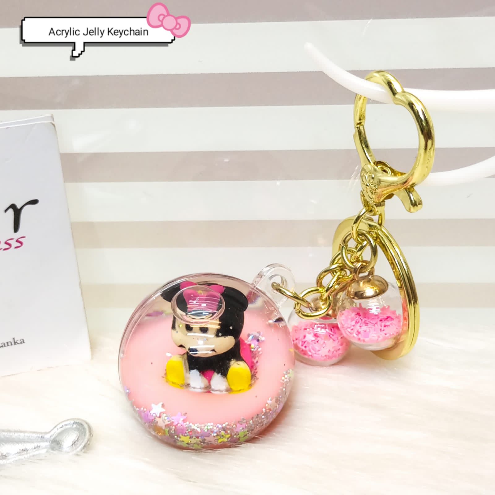 Acrylic Oil Water Inside 3D Floater Keyring bubbles Shaker Floating ...