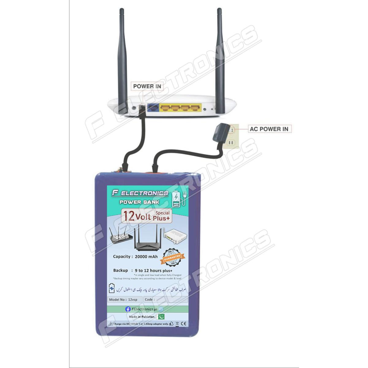12V WiFi Router Power Bank 16000mAh Backup UPS for TP Link Tenda PTCL ...