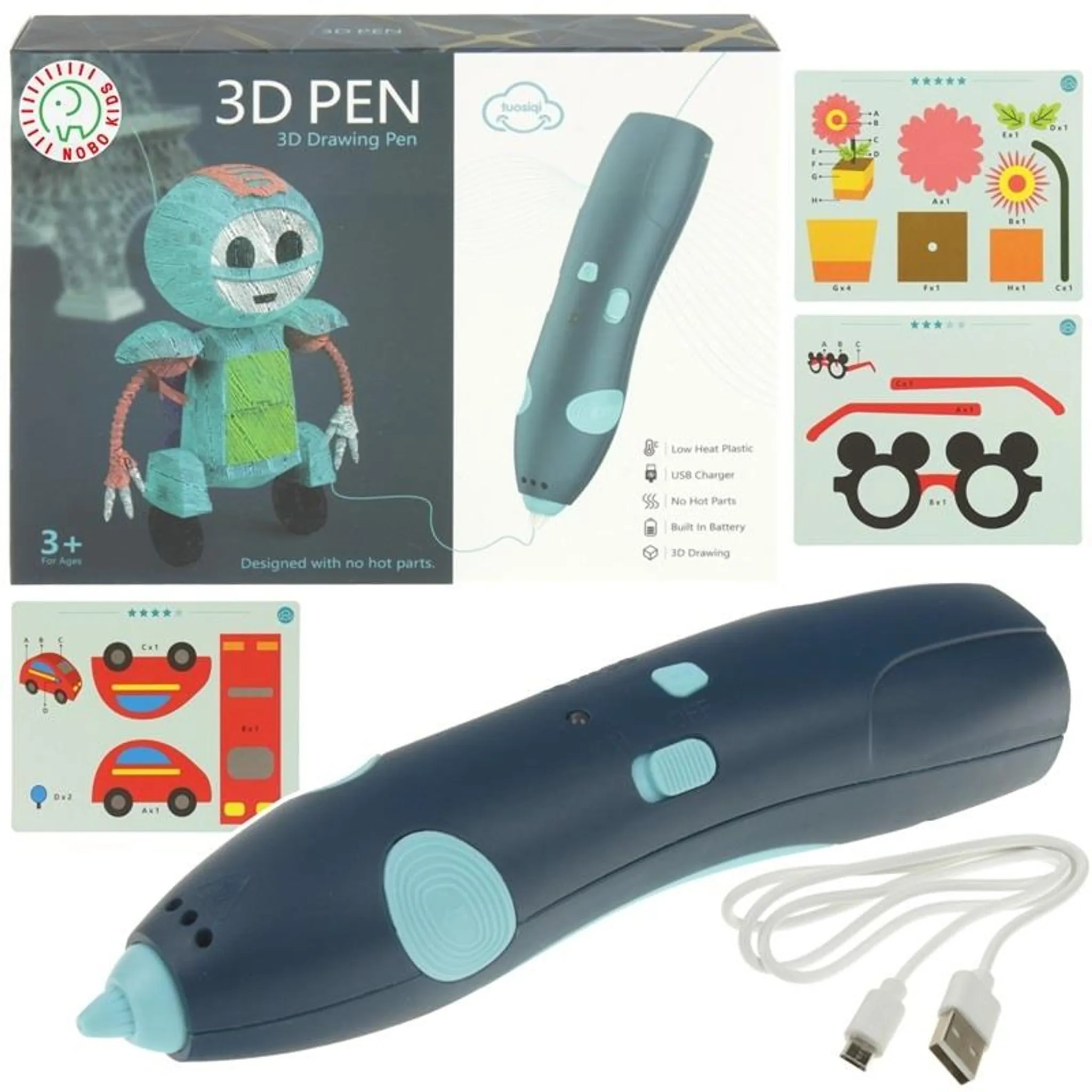 3D Pen for 3D Printing, PCL Drawing Pen, USB Chargeable 3D pen with ...