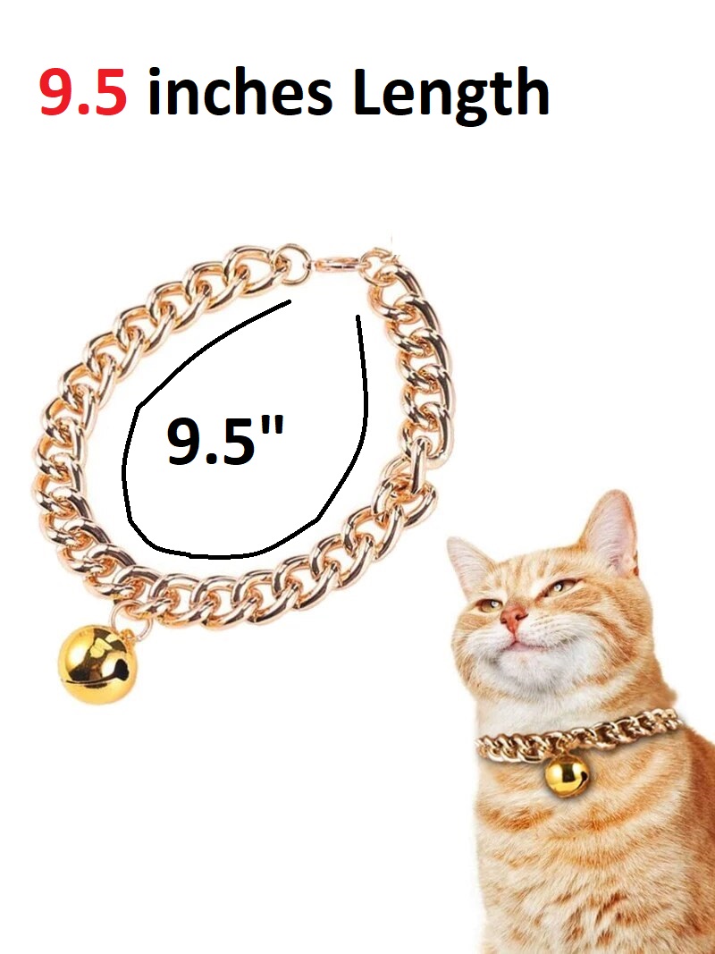 Cat & Puppy Don Chain Collar with Bell Aluminum Chain (9.5 inch Length ...