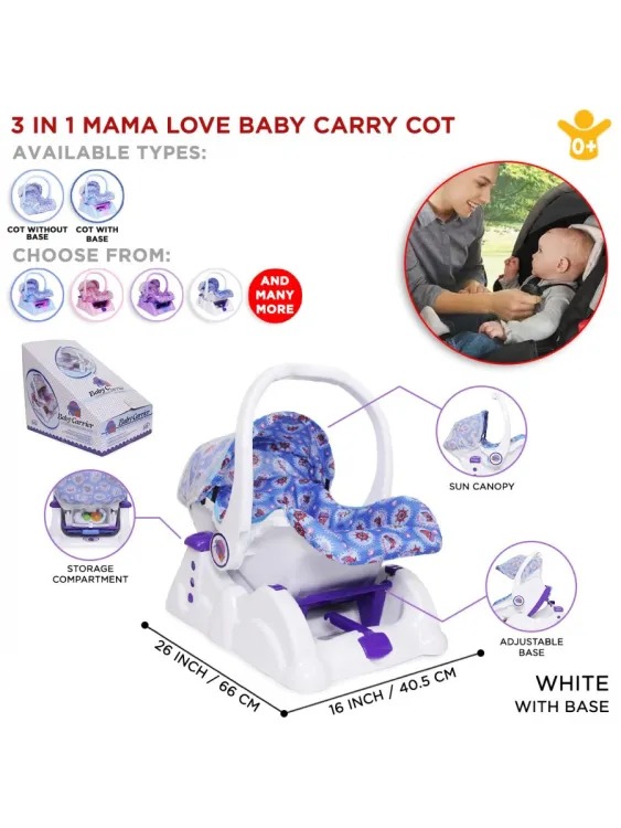 Mama Love Baby Carrier 3 in 1 Swing Carry Cot with Safety Mosquito Net ...