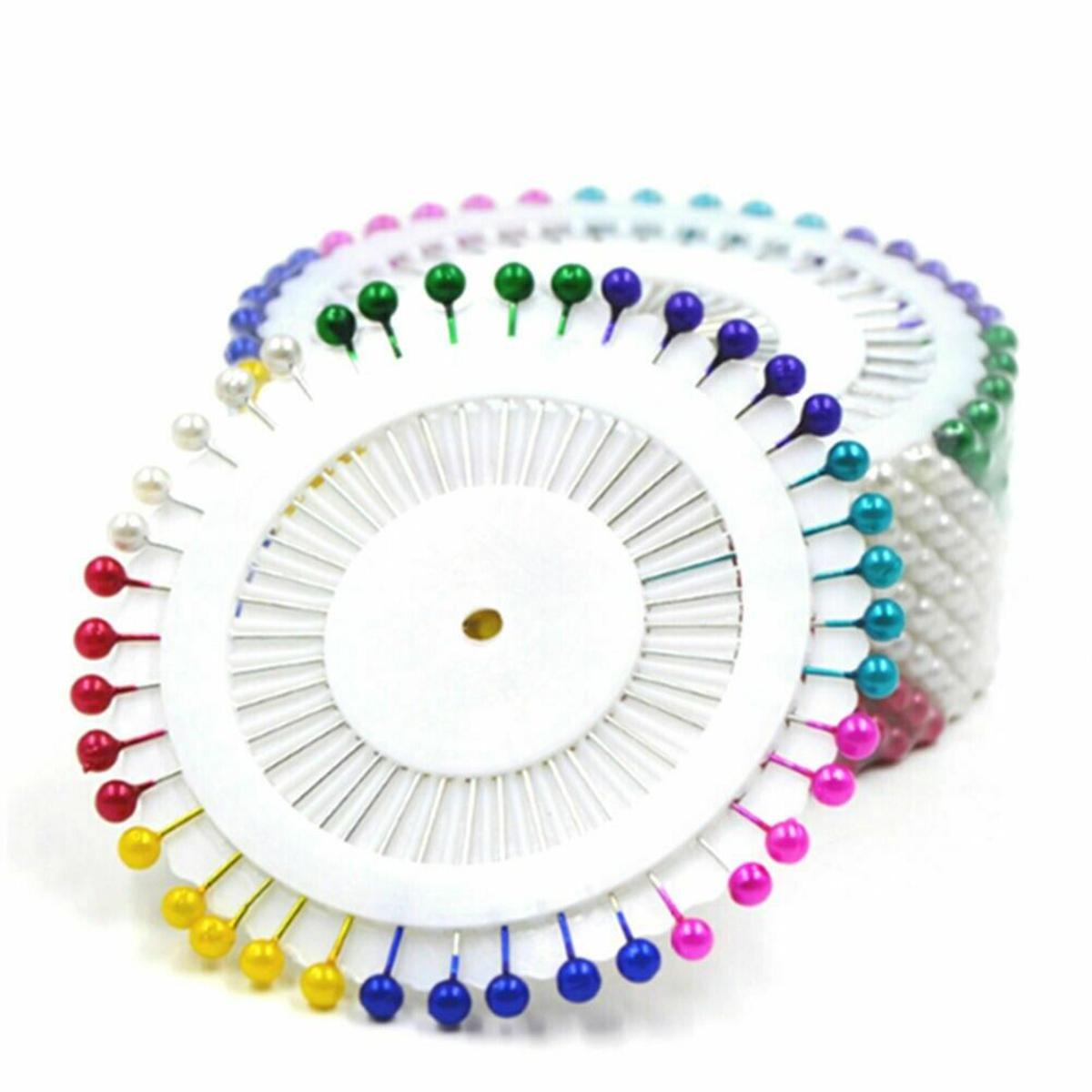 Hijab Pins 40 pieces per Wheel pack of 1-12 Colorful Pearl Head Pins ...