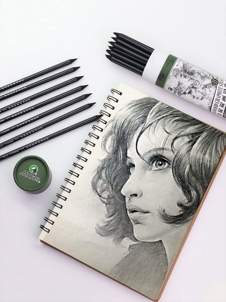 Marie's Full Woodless Carbon Non-wood Graphite Sticks Sketch Pencils ...