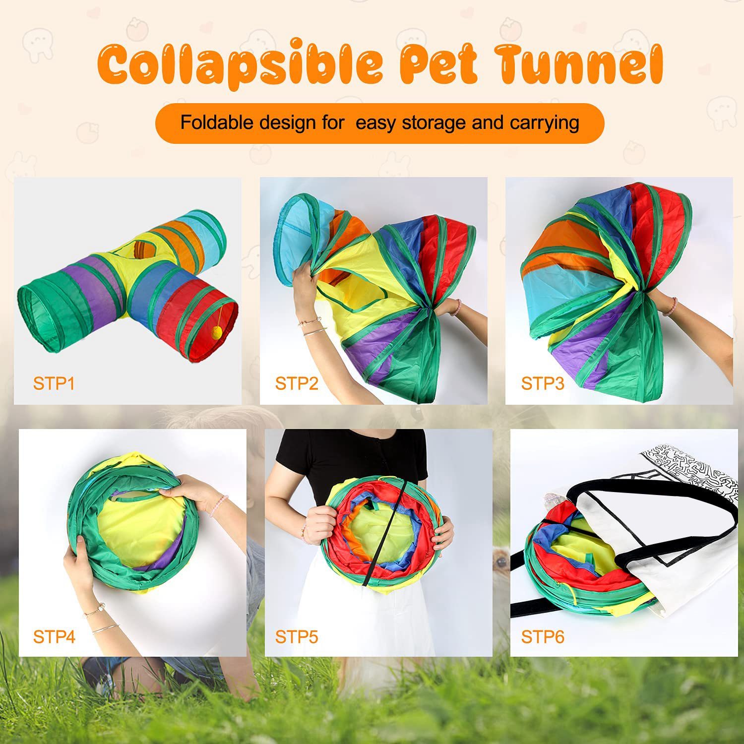 Bunny Tunnels & Tubes Collapsible 3 Way for Df Rabbits Bunny Kitty ...