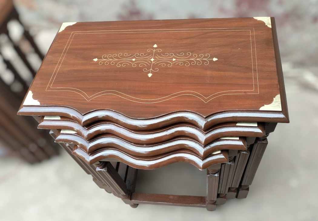 Premiem Designing Wooden Table Set 4 Piece Sheesham Wood Tables-Set of ...