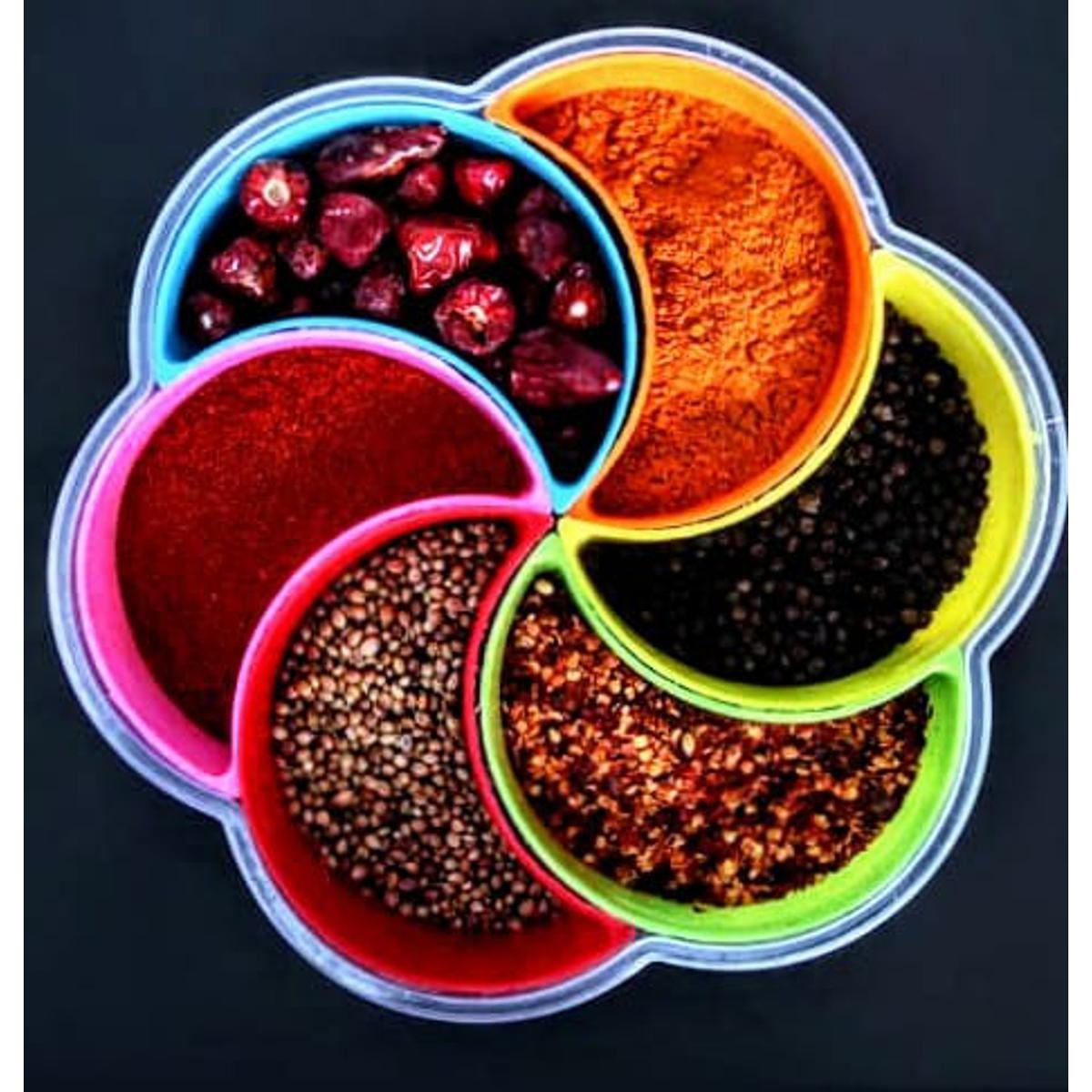 6 In 1 Partition Kitchen Seasoning Box Masala Box Set 6 Grid Portion ...