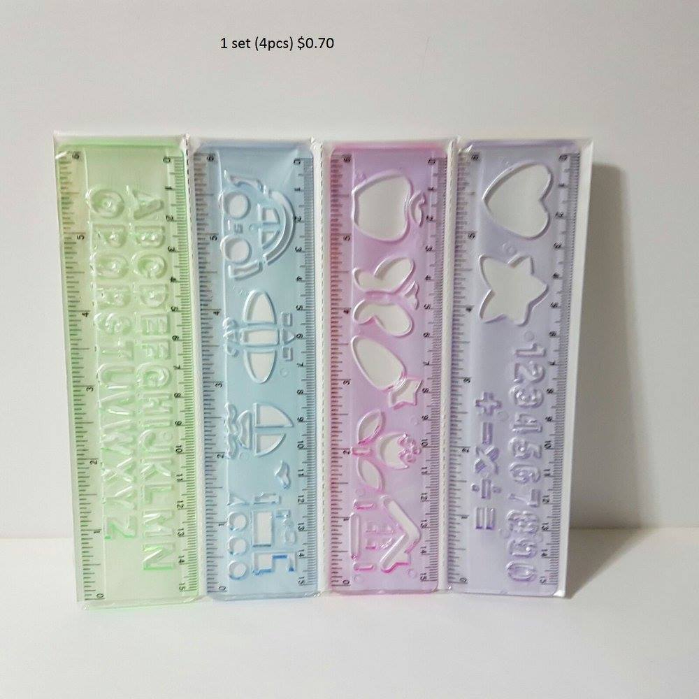 PACK OF 4 STENCIL SCALE SET- Student Scale Set- 4Pcs Candy Color Cute ...