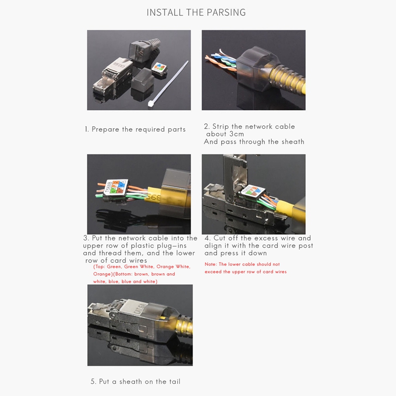 8Pcs Tool-Free Shielded RJ45 Cat 7 Termination Plug Cat7 Plug / Cat7 ...