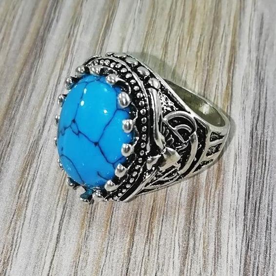 High Quality Unique Random Design Turkish Blue Stone Ring For Boys ...