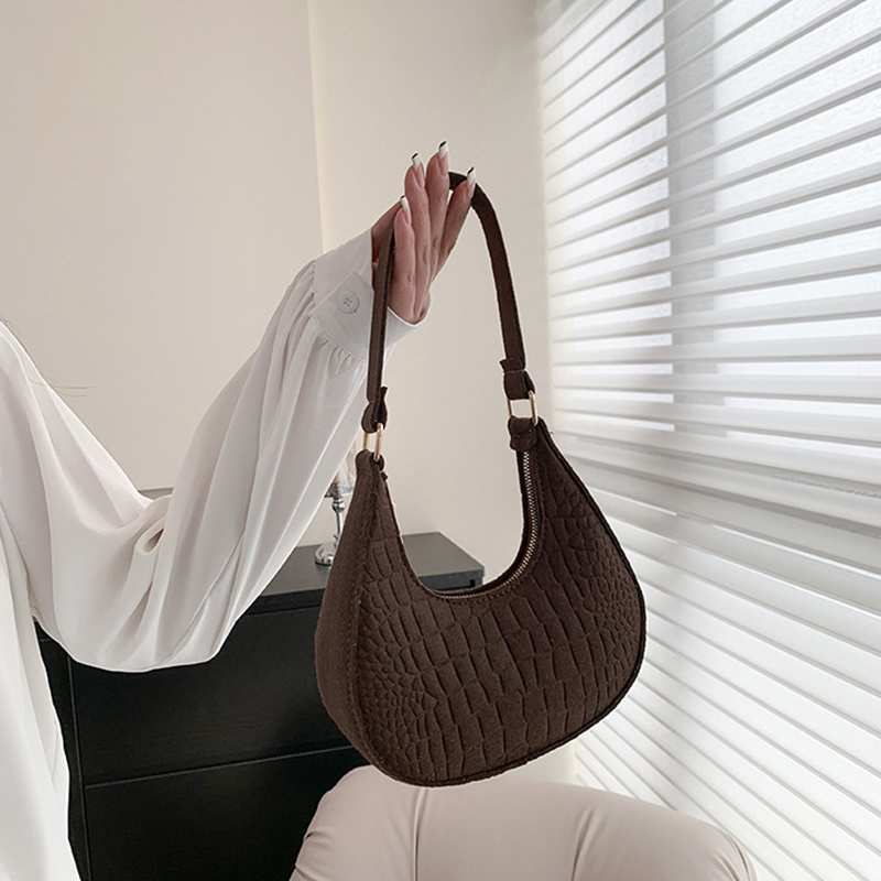 Felt Stone Pattern Underarm Bag Casual Shoulder Handbag Bag For Women ...