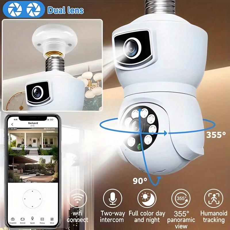 WiFi E27 Bulb Surveillance IP Camera Indoor Wireless Video Security ...